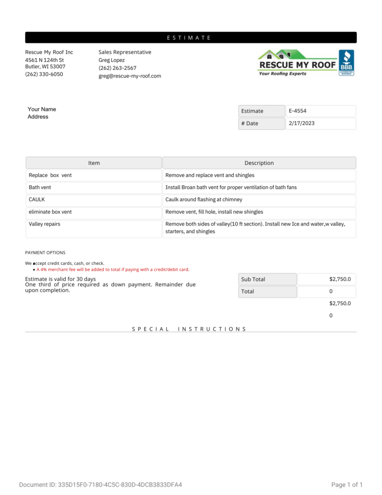How to Break Down A Roof Estimate (with Sample) - Rescue My Roof